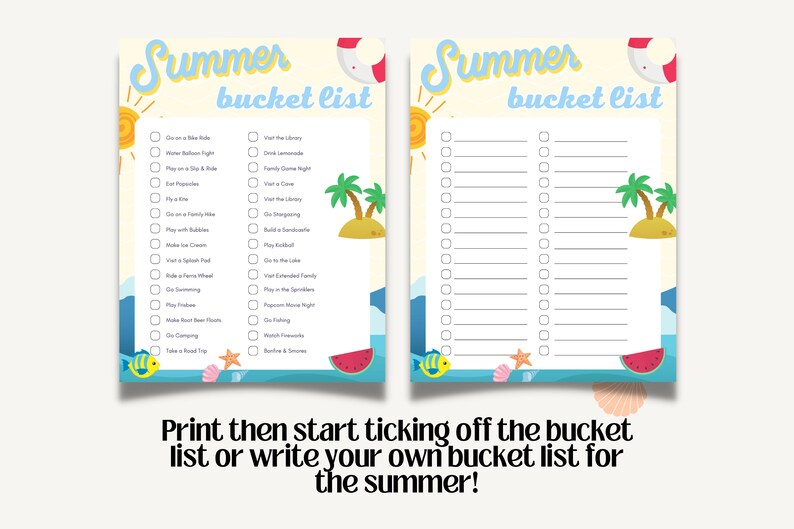 Summer Bucket List Printable PDF | Summer Bucket List for Kids | Kids ...