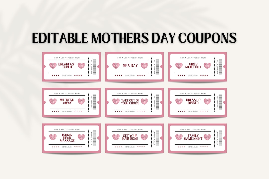 Mother's Day Coupon Template | Mothers Day Coupon Book Printable ...