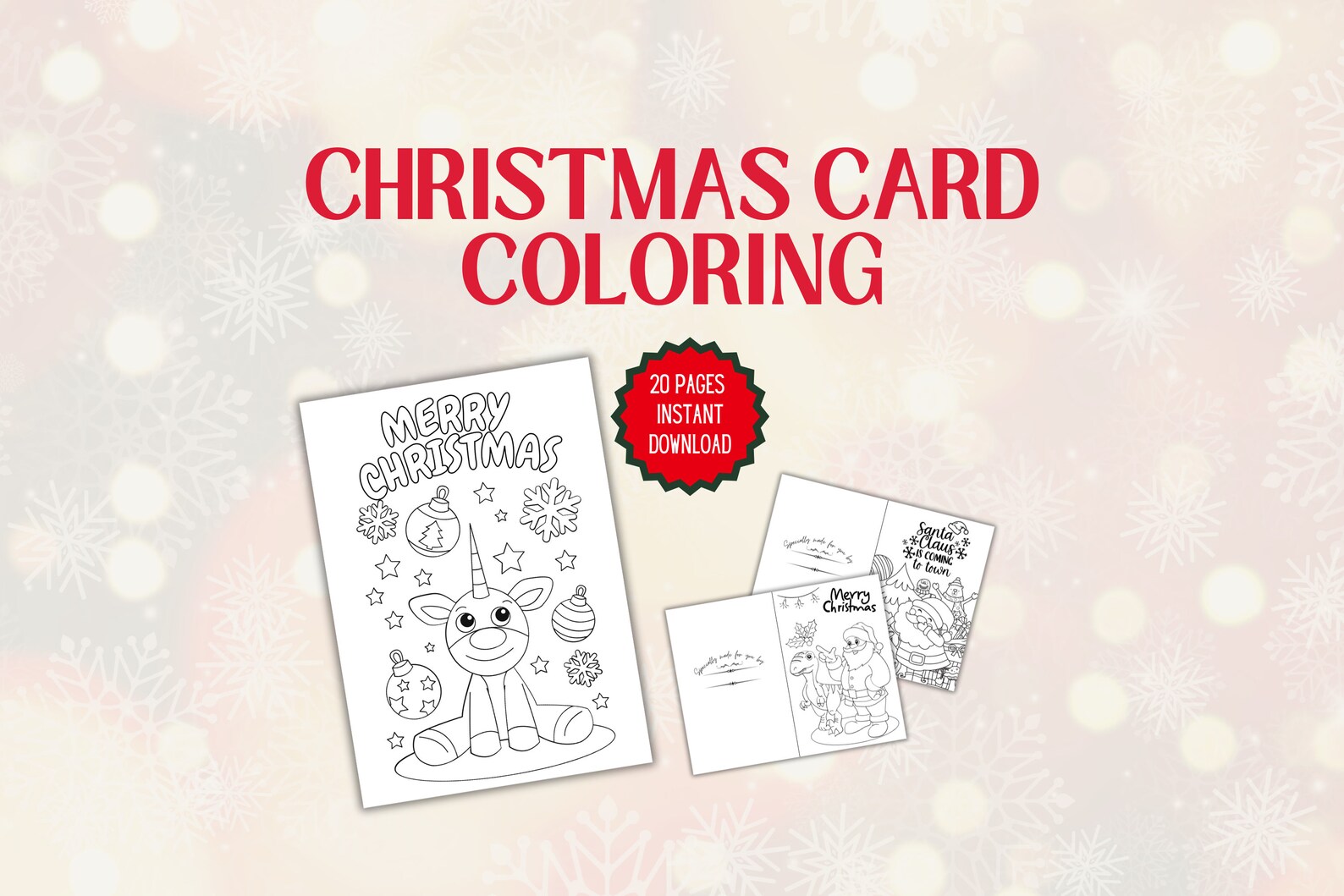 Christmas Cards to Color | Printable Christmas Card to Color | Color ...