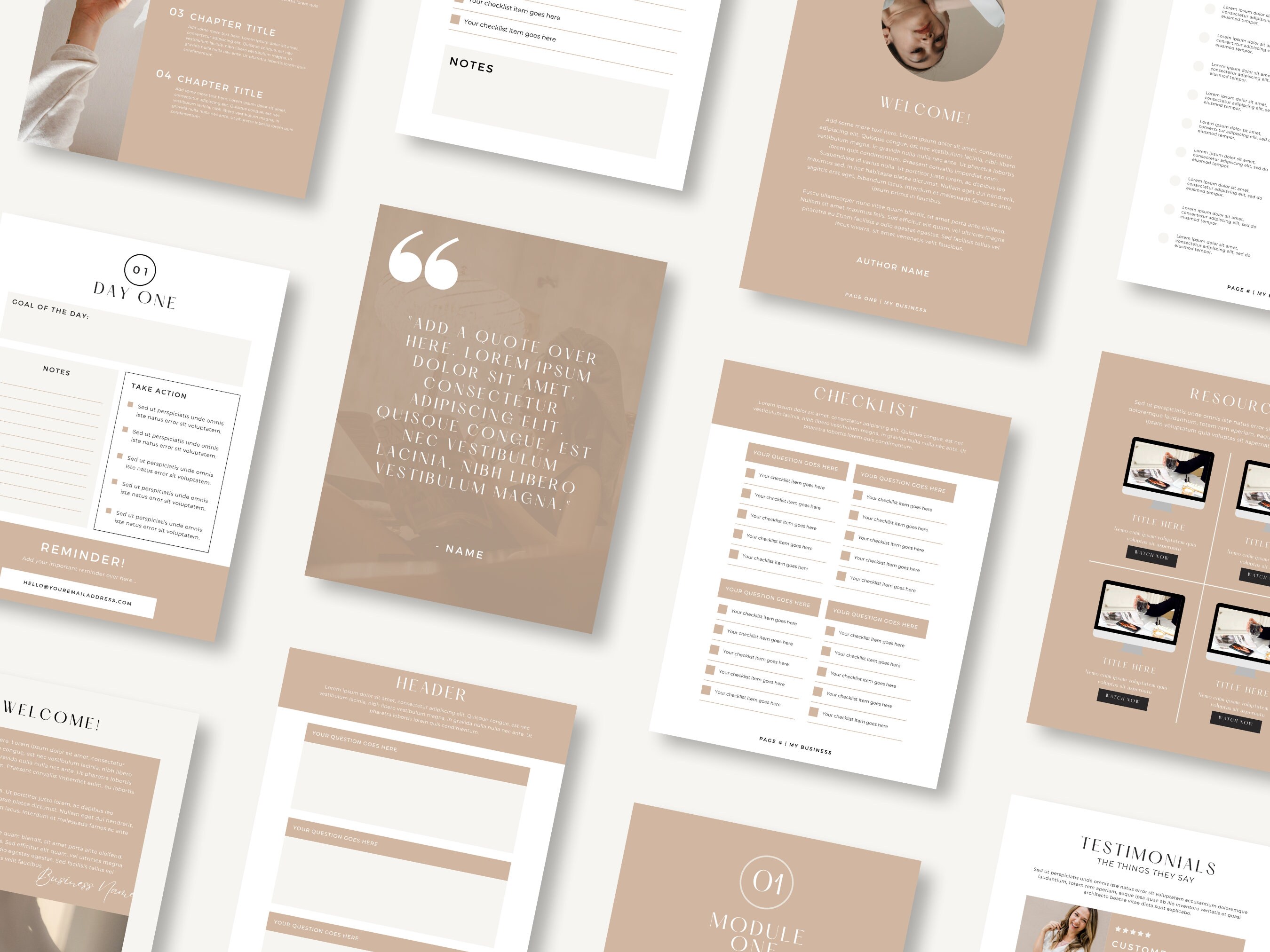 Neutral Canva Template Bundle | Masterclass Template | Course Slide ...