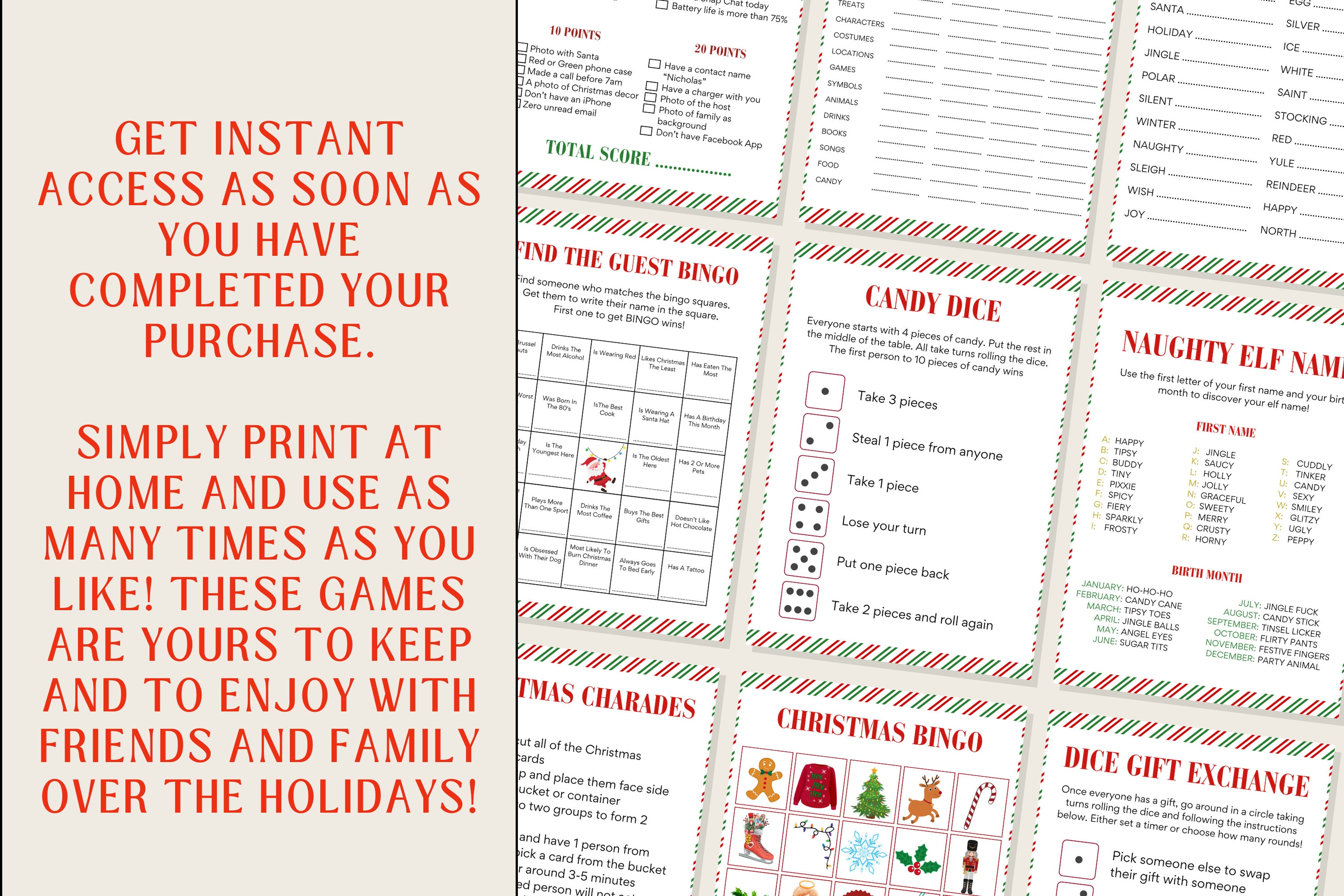 Christmas Games Printable Set Christmas Games for Group Christmas Group ...