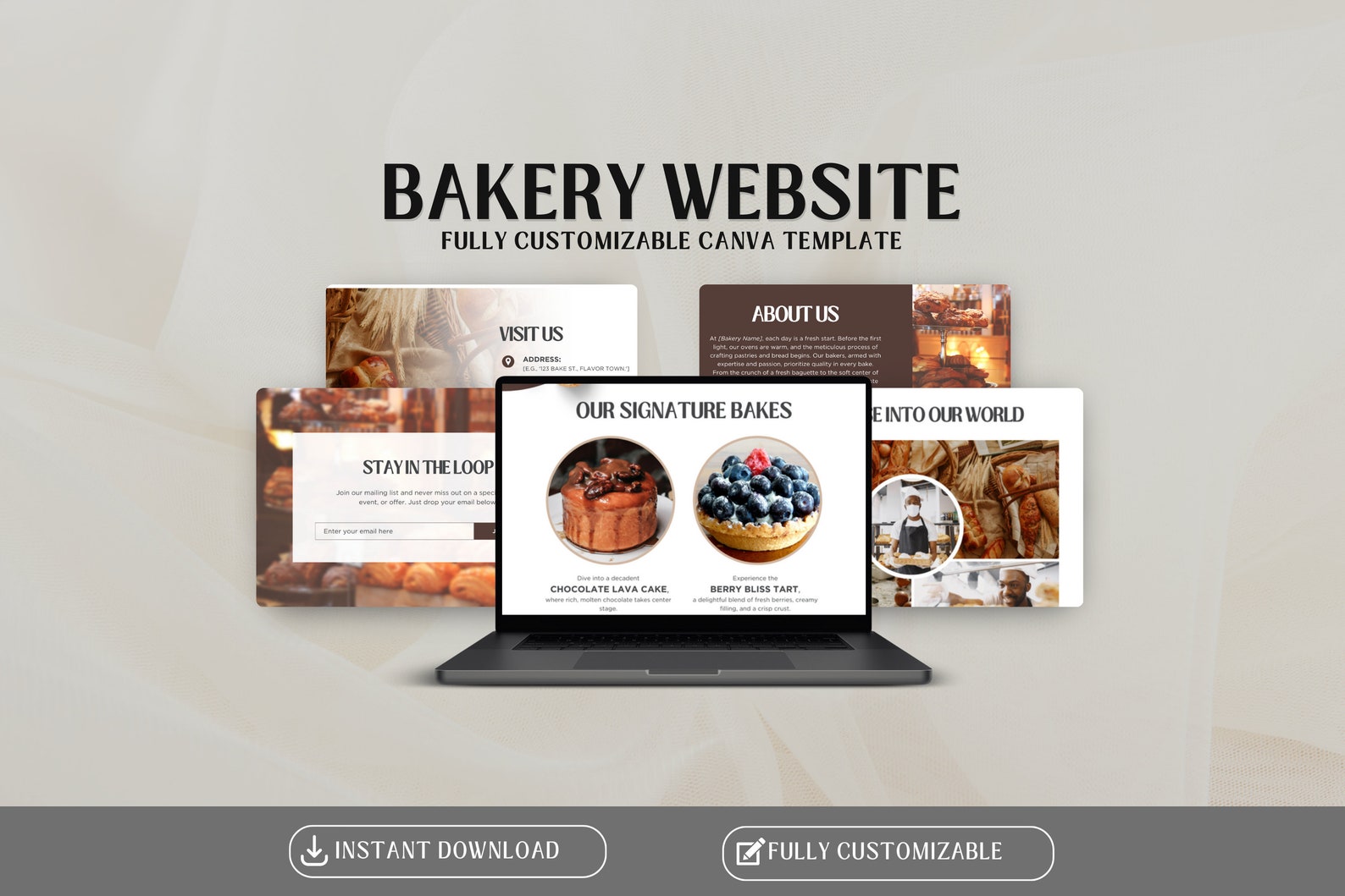 Bakery Website Template Canva | Bakery Website | Canva Template ...