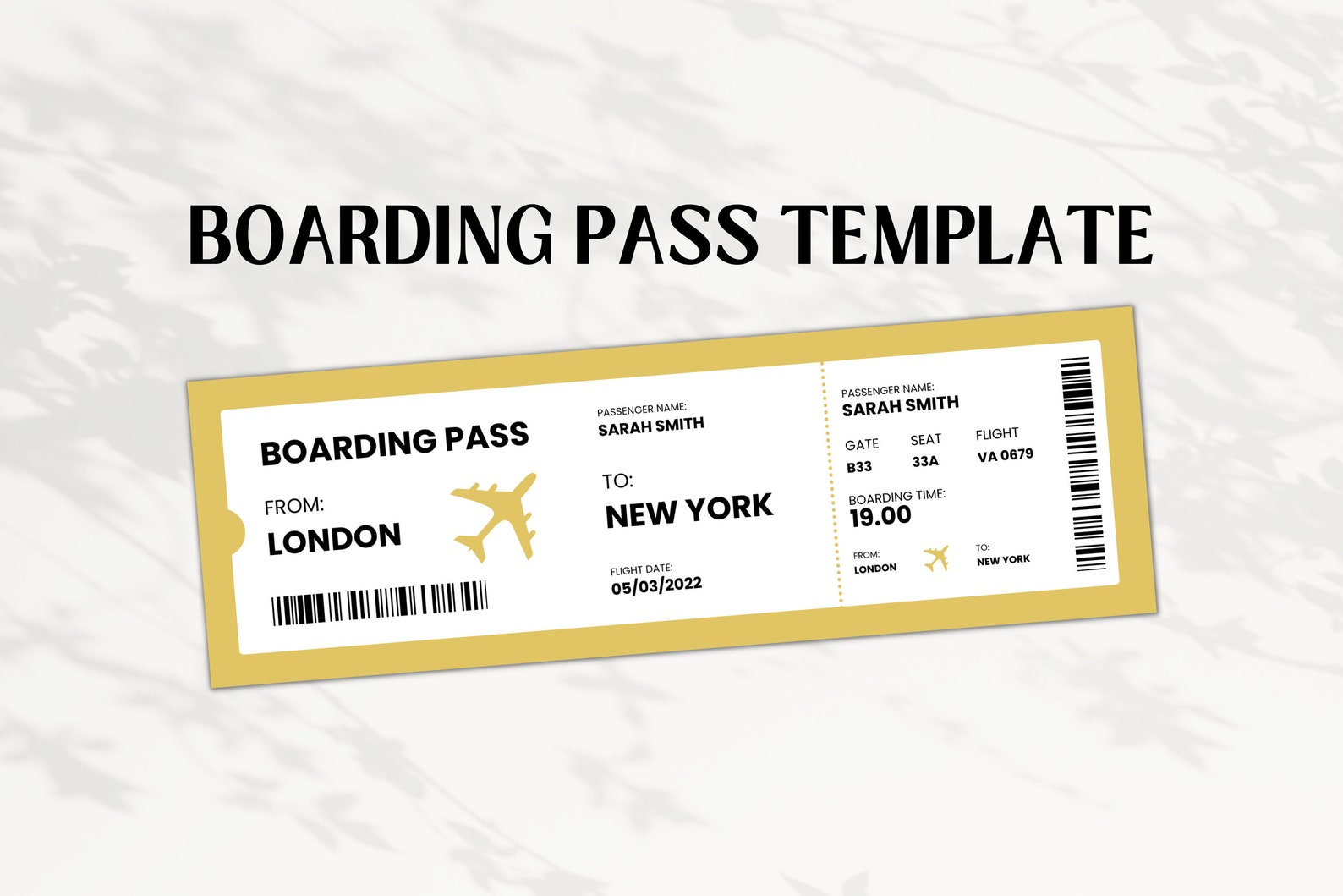 Boarding Pass Template | Editable Boarding Pass | Airline Boarding Pass ...