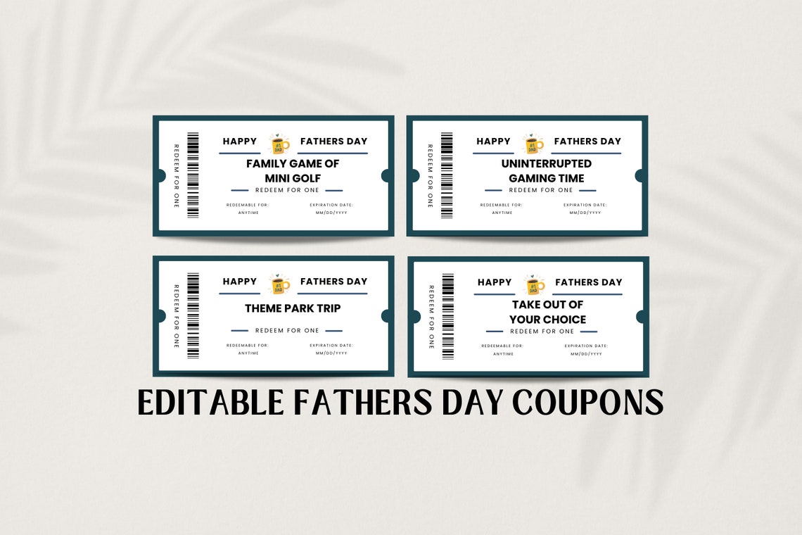 Father's Day Coupon Book Printable Fathers Day Coupons Printable Father ...