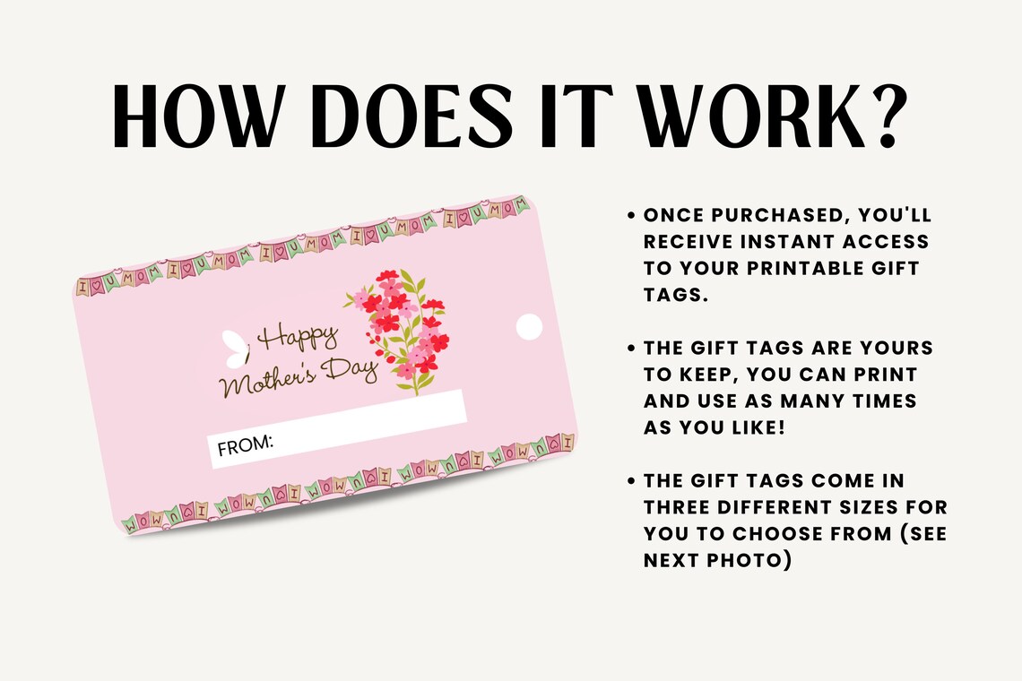 Happy Mothers Day Gift Tags Printable Mothers Day Gift Tag Happy ...