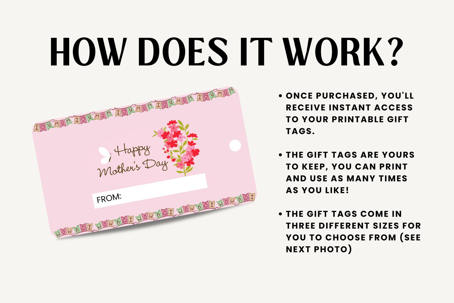 Happy Mothers Day Gift Tags Printable Mothers Day Gift Tag Happy ...