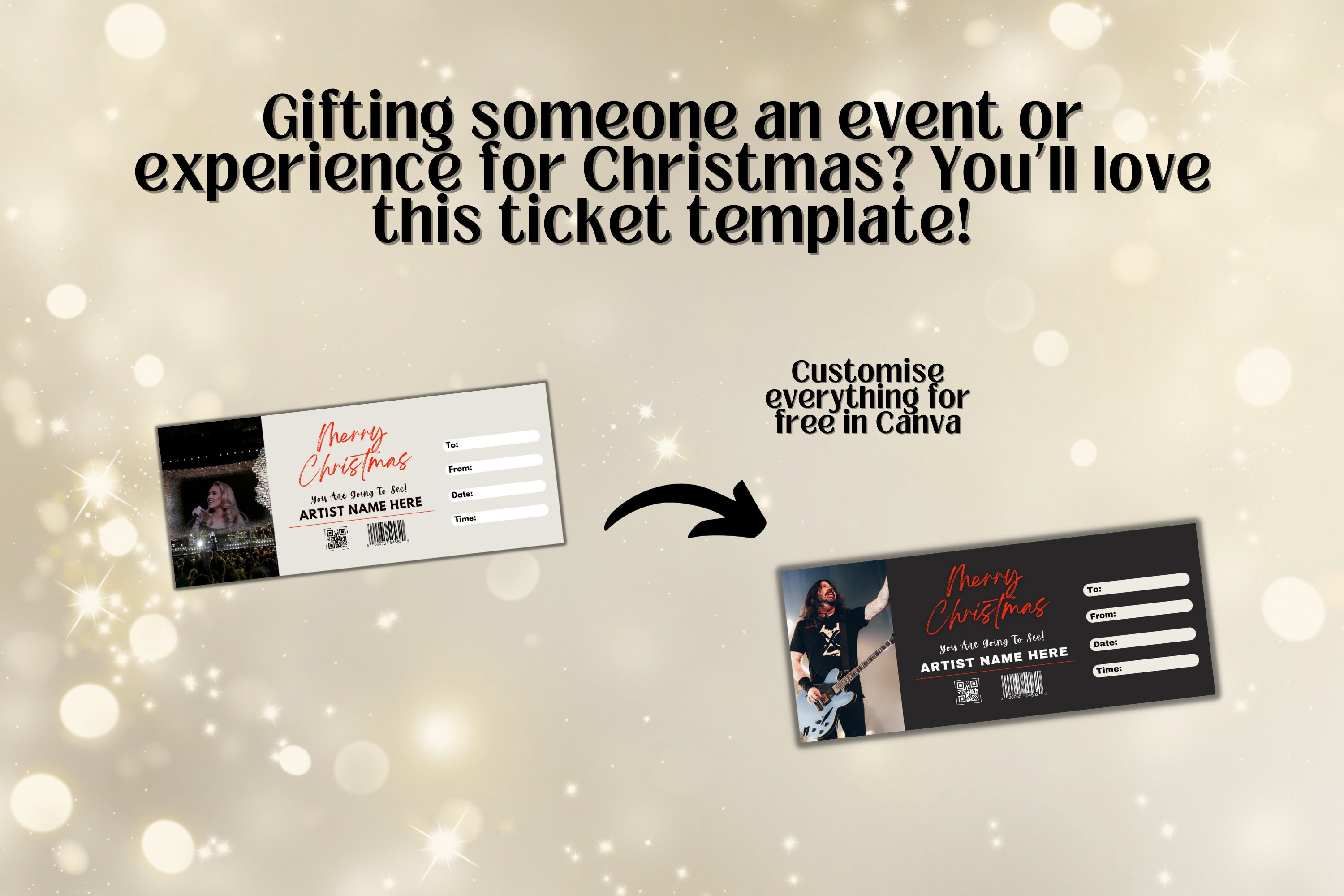 Ticket Template Concert Concert Ticket Gift Template Christmas Ticket ...