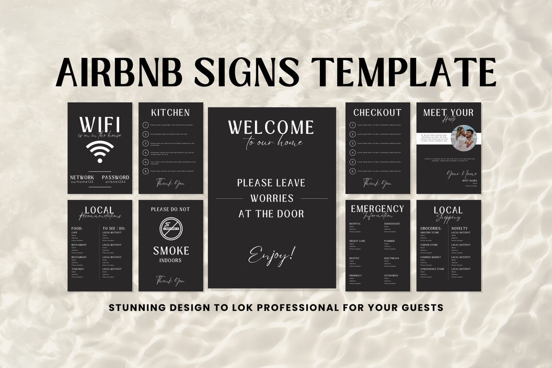Air Bnb Signs Air Bnb Welcome Sign Air Bnb Welcome Sign Template Air Bnb Wifi Sign Air Bnb ...