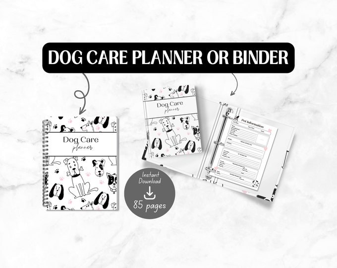 Dog Care Planner Bundle, Printable Puppy Planner Pet Care Binder, New ...