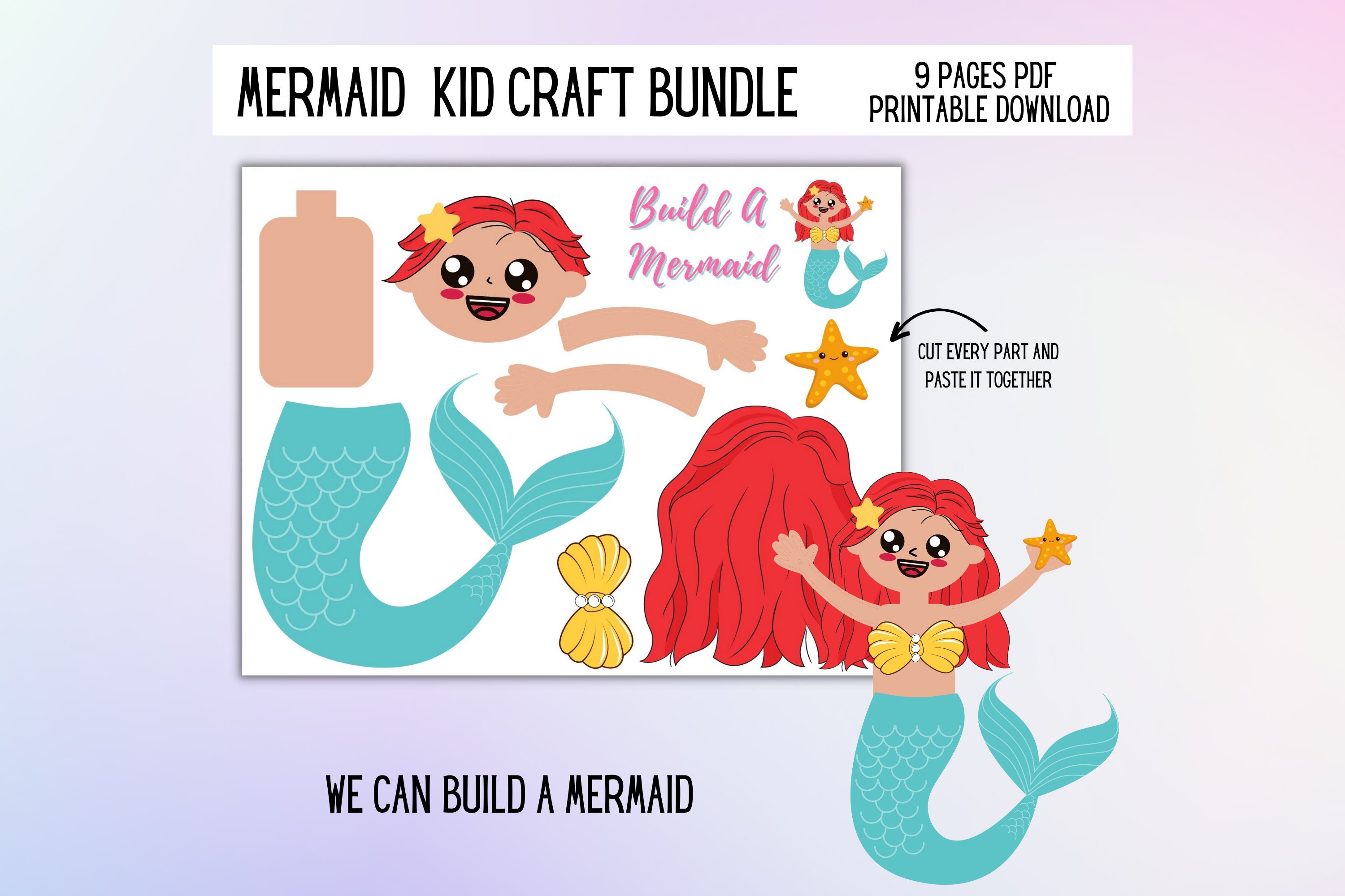 Mermaid Printable | Mermaid Coloring Printables | Mermaid Party Crafts ...