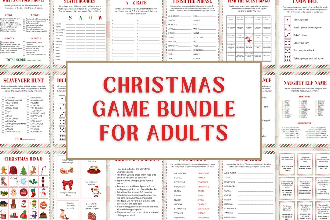 Christmas Games Printable Set | Christmas Games for Group | Christmas ...