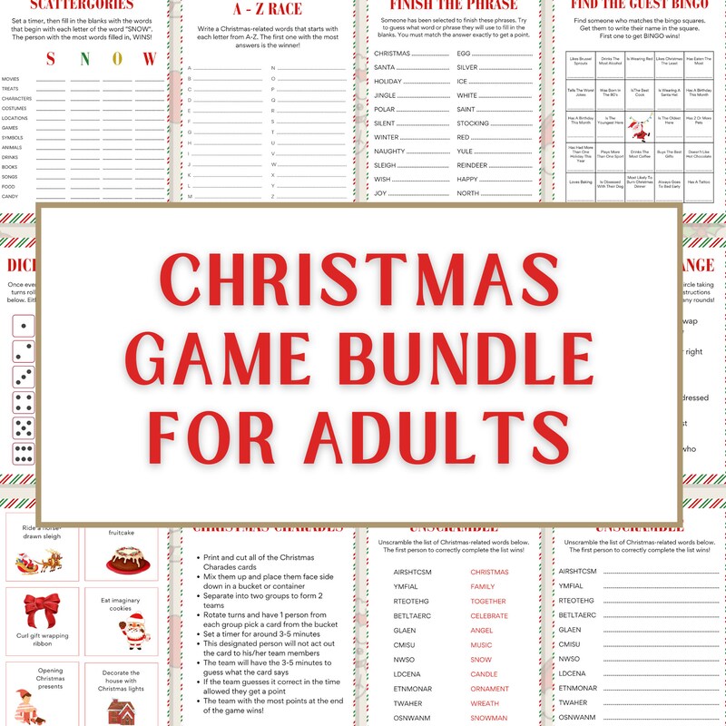 Christmas Games Printable - Etsy