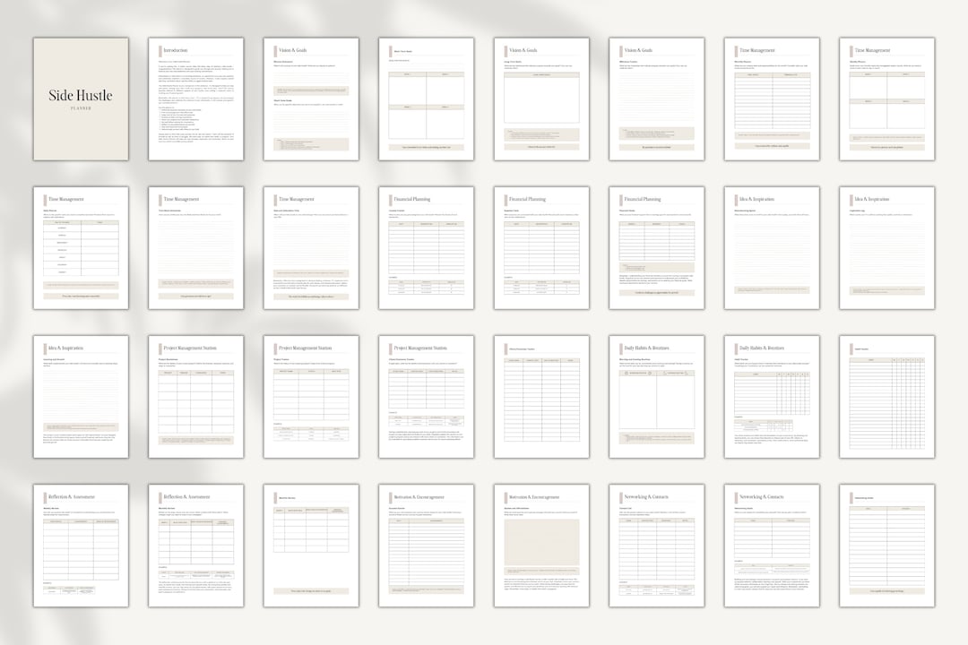 Side Hustle Planner | Side Hustle Tracker | Side Hustle Printable | Side Hustle Income ...