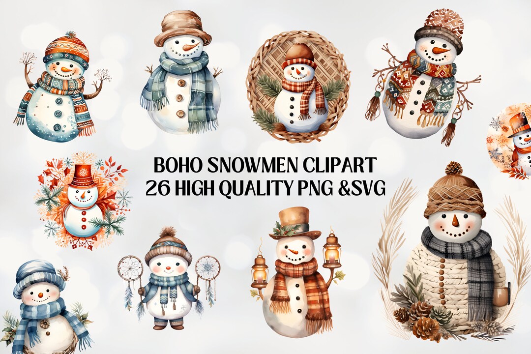 Snowman Clipart PNG Transparent | Winter Snowman Digital Clipart ...