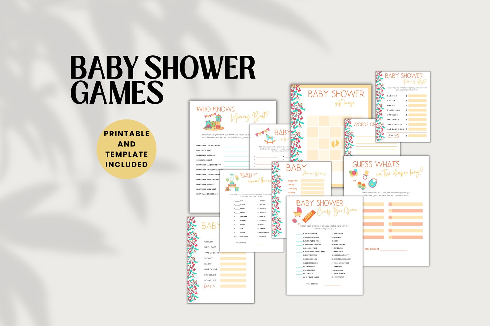Editable Baby Shower Games Canva Baby Shower Game Baby Shower Bundle ...