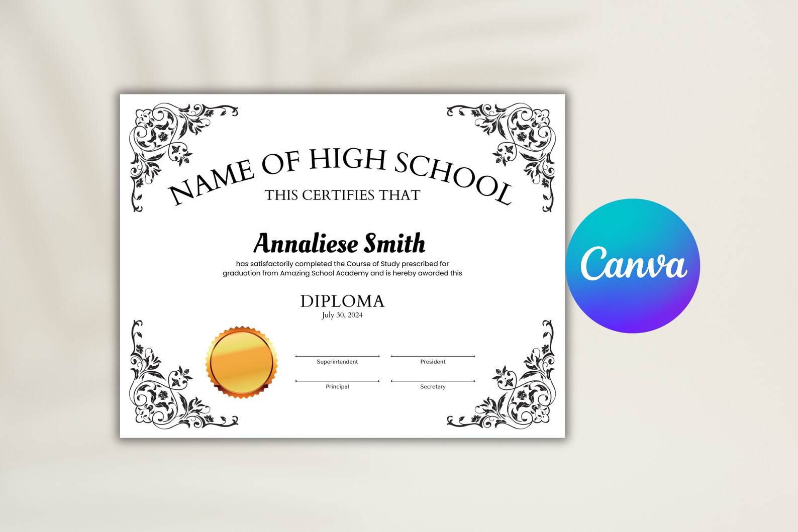 Graduation Diploma Template Certificate Diploma Template Template for ...