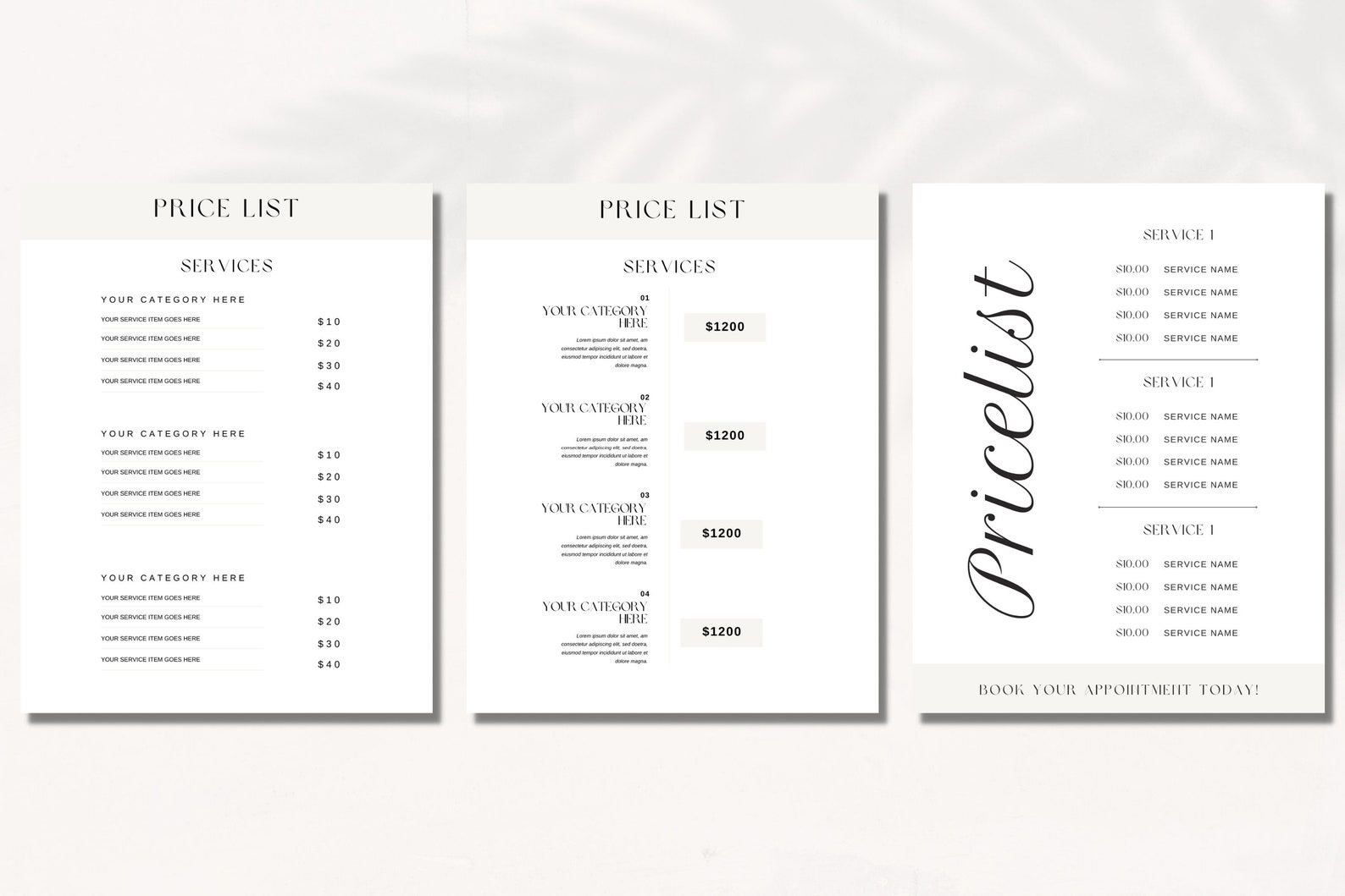 Price List Template | Price List Template for Small Business | Price ...