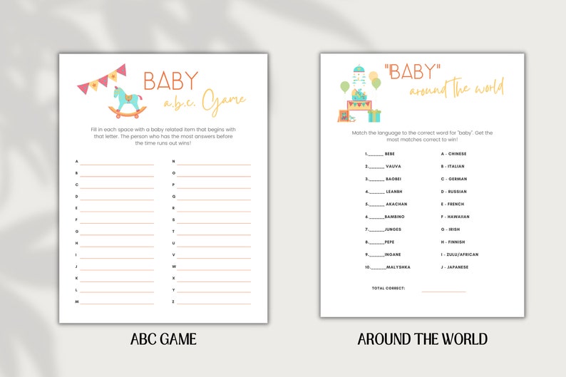 Editable Baby Shower Games Canva Baby Shower Game Baby Shower Bundle ...