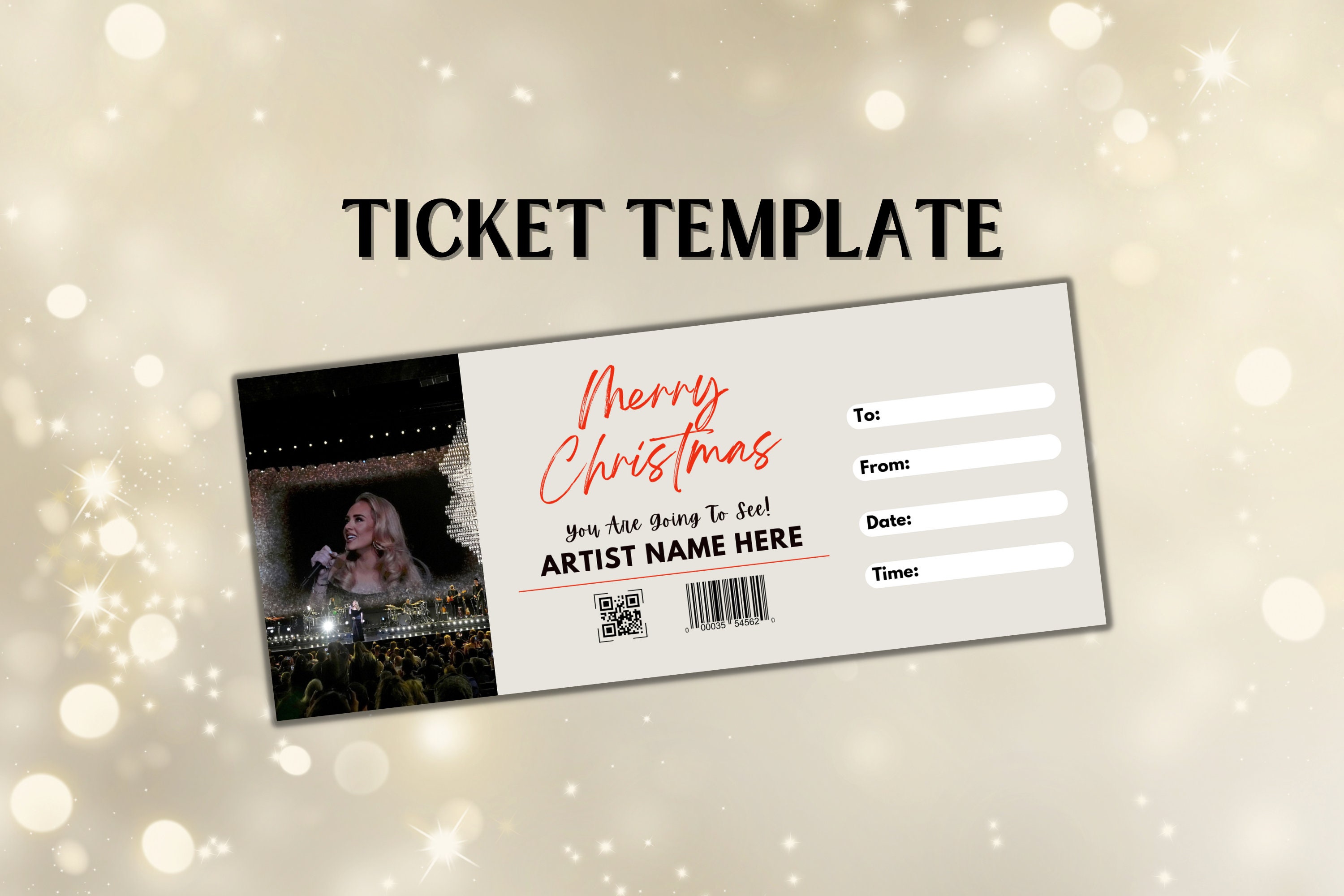 Ticket Template Concert | Concert Ticket Gift Template | Christmas ...