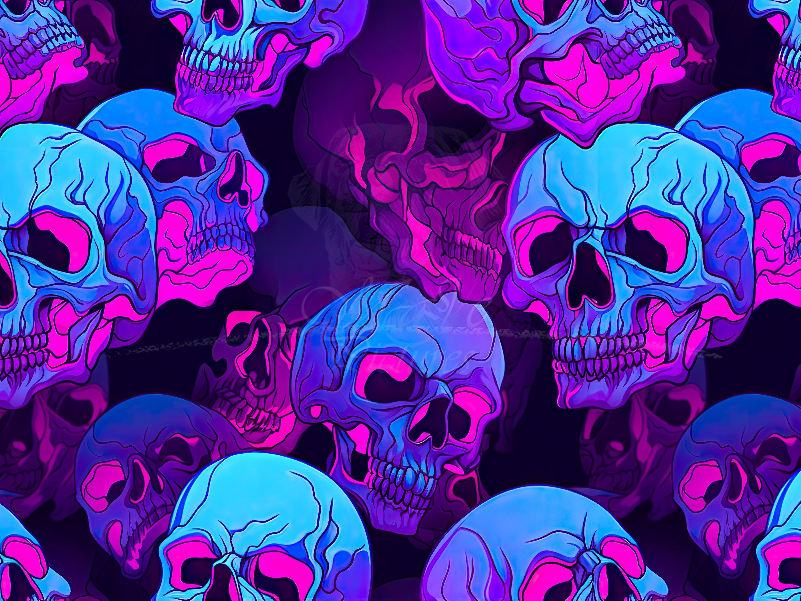 Schädel Muster Neon - Skull Pattern PNG | Digital Download | Creative ...