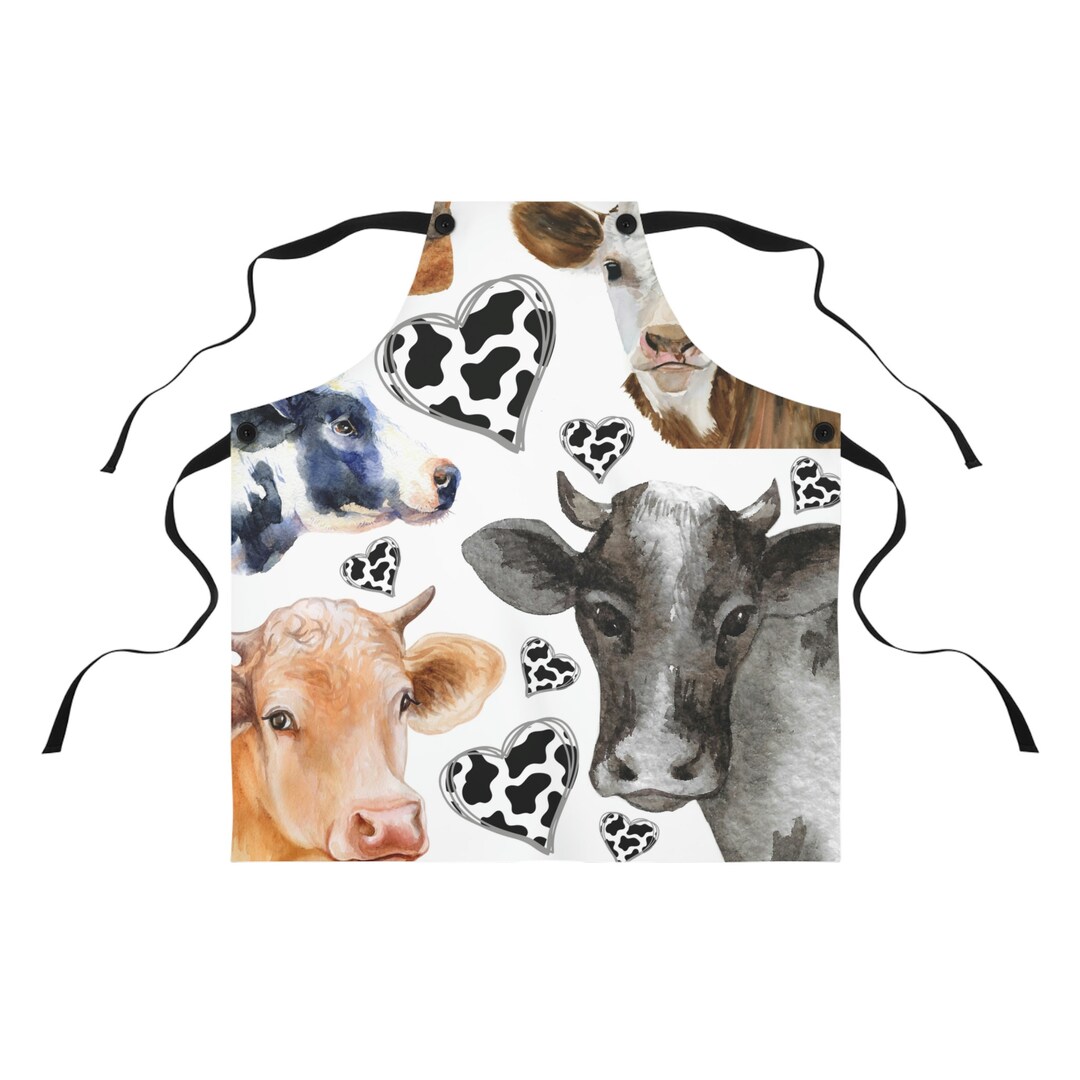 Cow Cottage Core Apron Cow Love Cow Heart Apron for Woman - Etsy