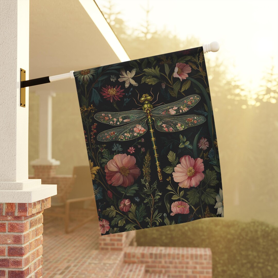 Dragonfly Flag, Dragonfly Art Garden & House Banner, Garden Flag ...