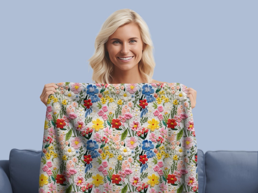 Spring Decor, Embroidered Blanket, Soft Cozy Blankets, Floral Throw ...