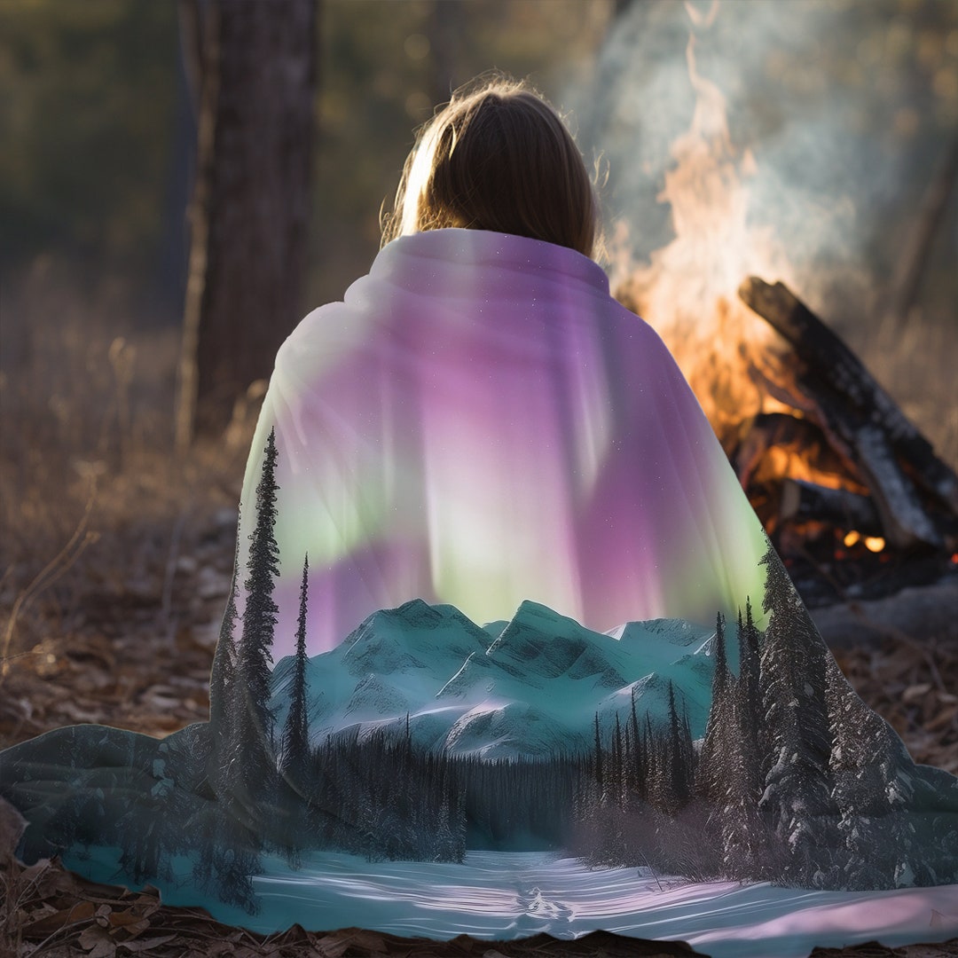 Northern Lights, Fleece Blanket, Winter Decor, Aurora Borealis, Night ...