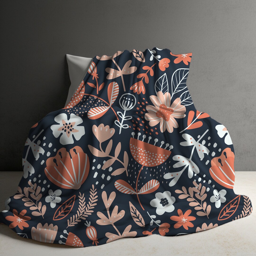 Boho Blanket, Floral Cottagecore Blanket, Flower Throw, Throw Blanket ...