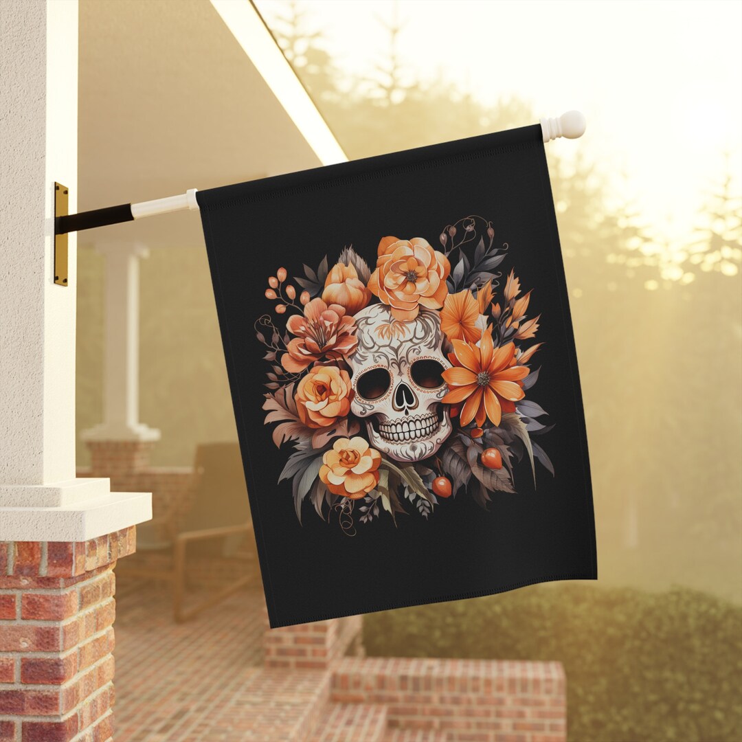 Día De Muertos, Halloween Flag, Welcome House Flag, Skeleton Flag, Fall ...