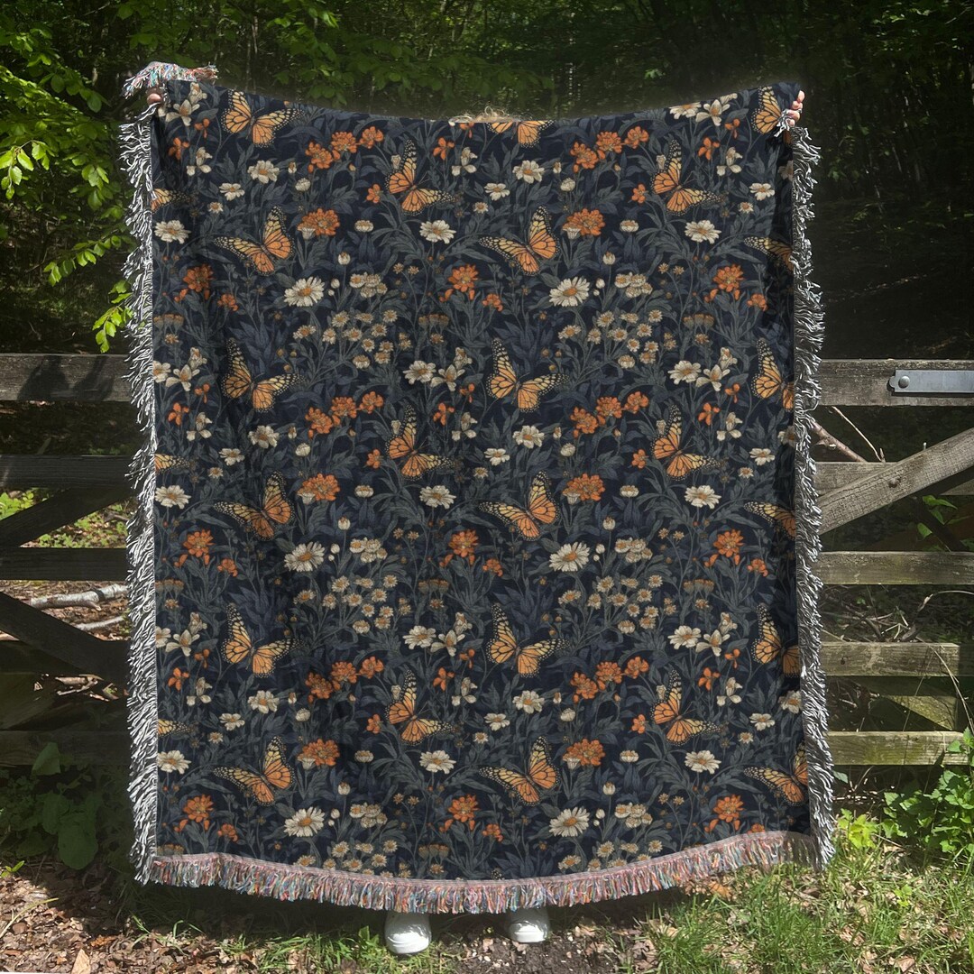 Woven Blanket, Cottagecore Decor, Butterfly Blanket, Butterfly Gift for ...