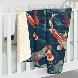 Koi Blanket, Japanese Koi Fish Blanket, Soft Cozy Throw Blankets ...