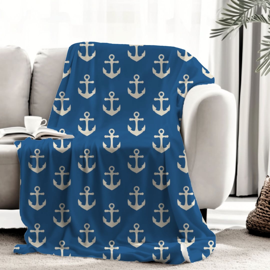 Nautical Decor, Anchor Gift, Anchor Away, Beach Throw Blanket, Ocean ...