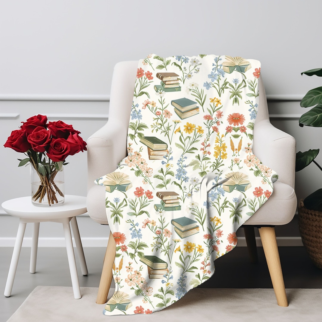 Reading Blanket, Spring Decor, Soft Cozy Throw Blankets, Gift for ...