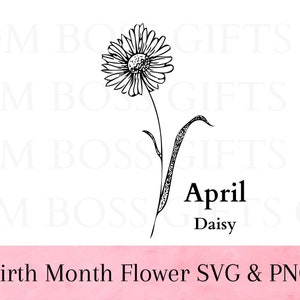 April Birth Flower Birth Month Flower SVG / PNG, Daisy SVG, Daisy Birth ...