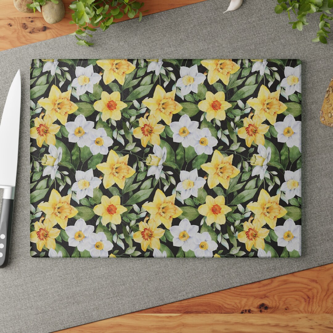 Daffodil Gift, Custom Cutting Board, Floral Decor, Floral Cutting Board ...