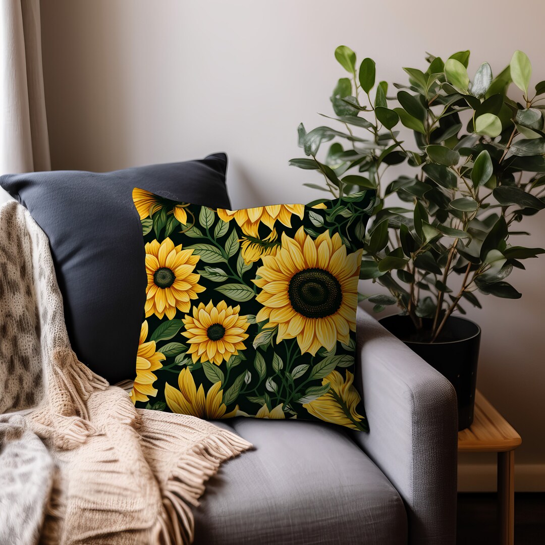Sunflower Pillows, Rustic Pillows, Sunflower Decor, Ccottagecore ...