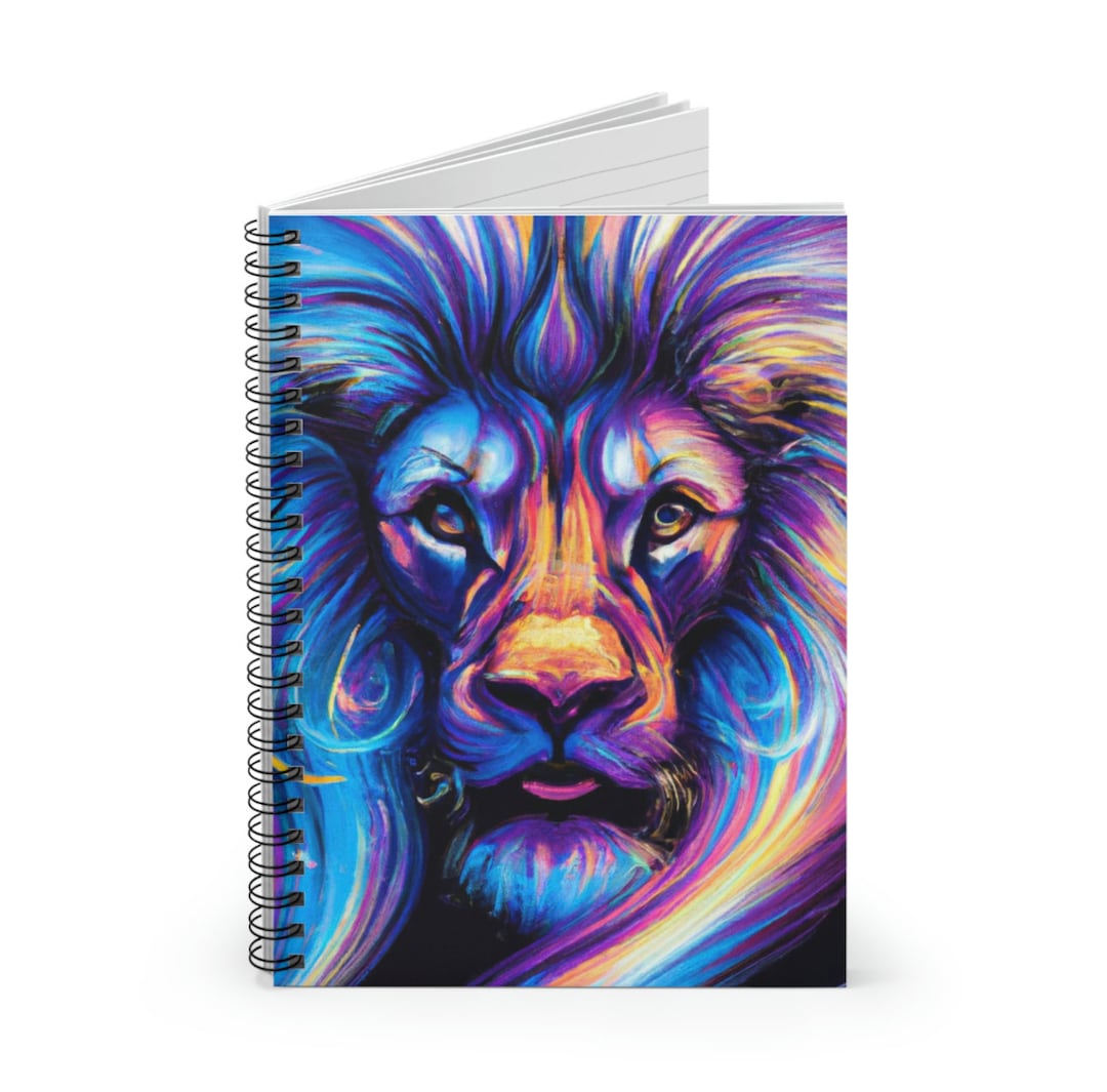 Lion Notebook Lion Gift Power Animal Gift Psychedelic Lion - Etsy