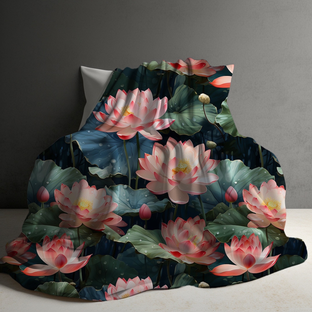 Lotus Flower Decor, Lotus Flower Throw, Lotus Blanket, Cottagecore ...