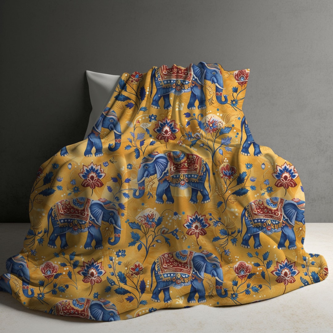Elephant Blanket, Jungle Themed Gift, Summer Blanket, Soft Throw ...