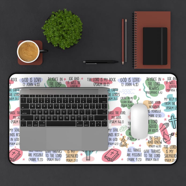 Christian Bible Verse Desk Mat, Daily Affirmations Computer Mat ...