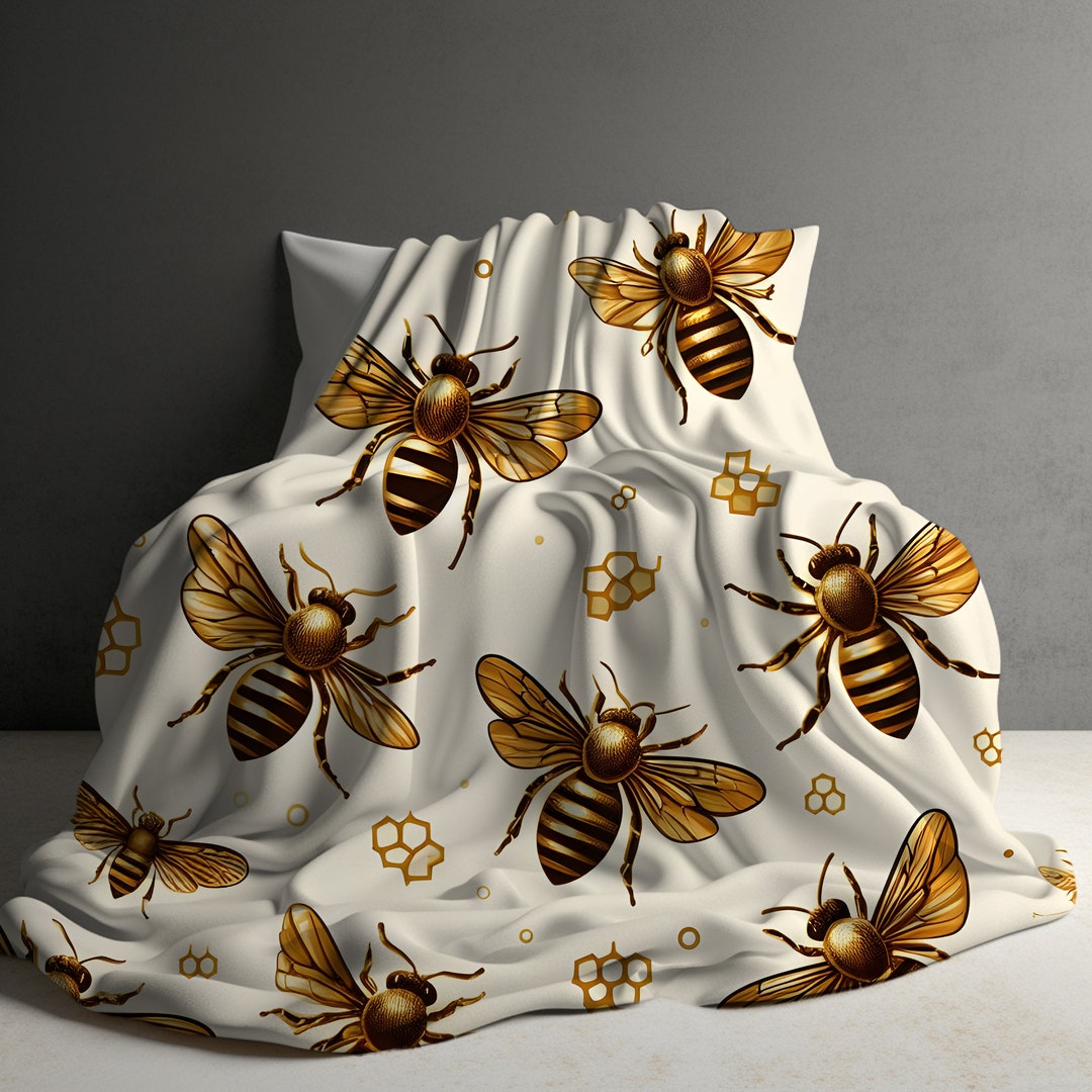 Bee Blanket, Bee Keeper Gift, Gift for Bee Lover, Vintage Bees, Sherpa ...