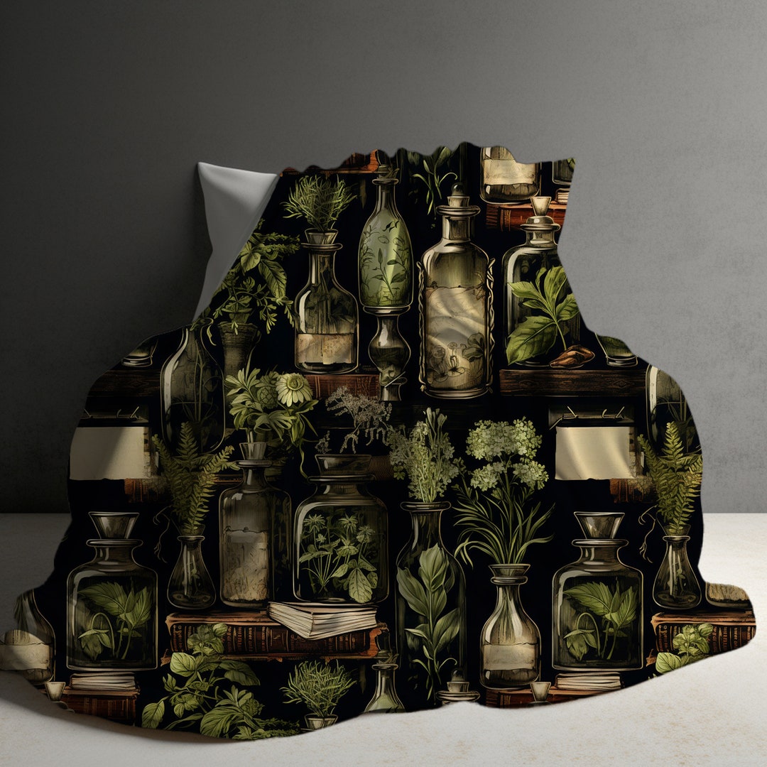 Apothecary Blanket, Cottagecore Blanket, Herbs and Spices, Apothecary ...