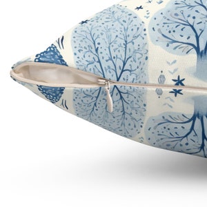 Winter Trees Pillow, Cozy Winter Decor, Blue Winter Pillow, Farmhouse ...