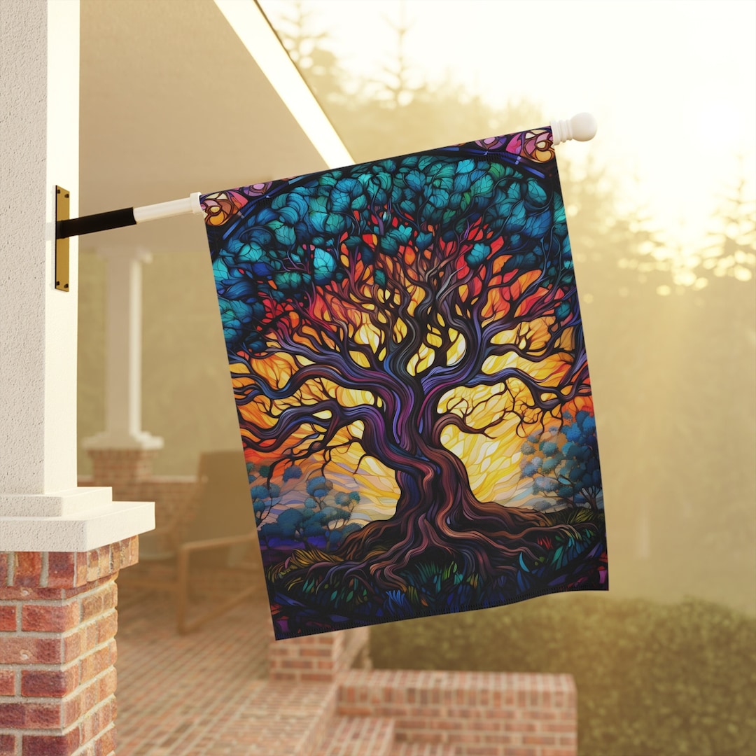 House Flag, Nature Flag, Tree of Life Flag, Housewarming Flag, Woodland ...