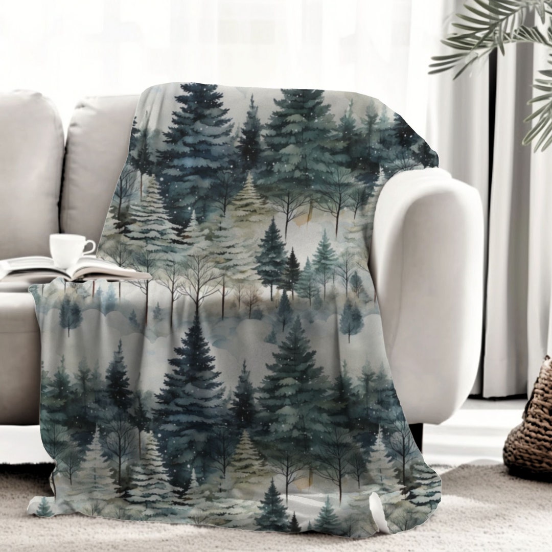 Winter Trees, Cozy Winter Blanket, Warm Blanket Gift, Couch Throw, Farm ...
