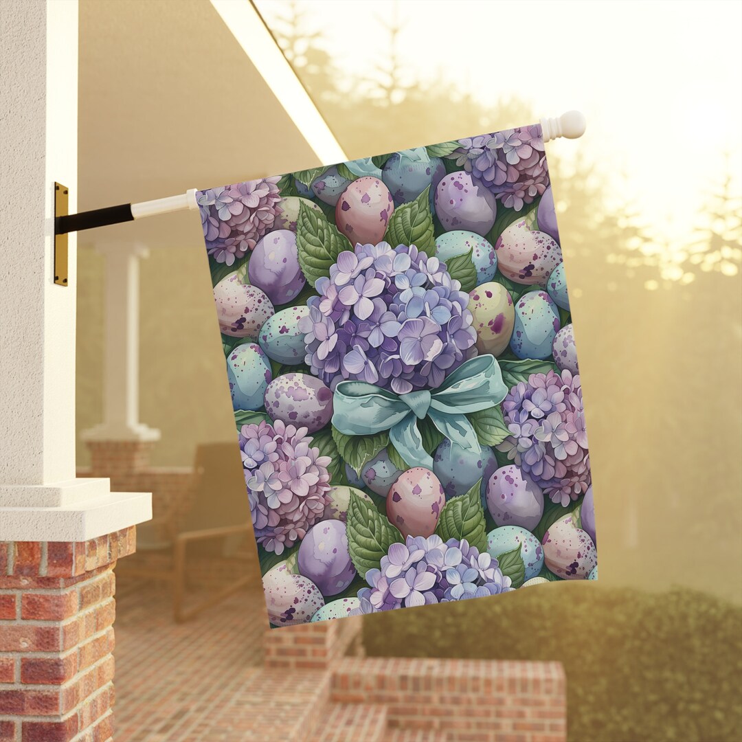 Spring Home Decor, Hydrangea Flag, Housewarming Gift, Floral Spring Decor, House Flag, Vintage ...