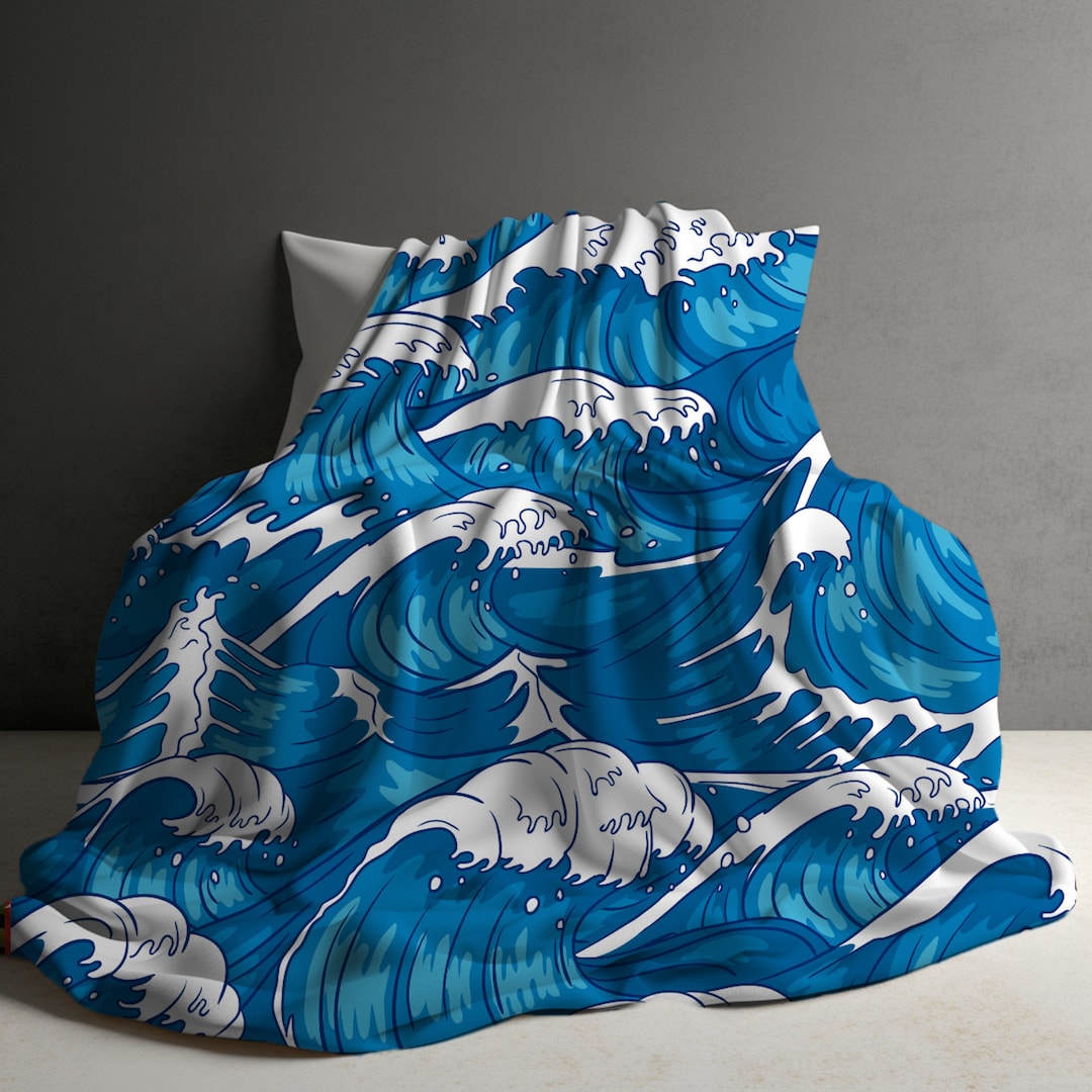 Ocean Blanket, Surfer Gift, Ocean Waves Decor, Sofa Throw, Bed Blanket ...
