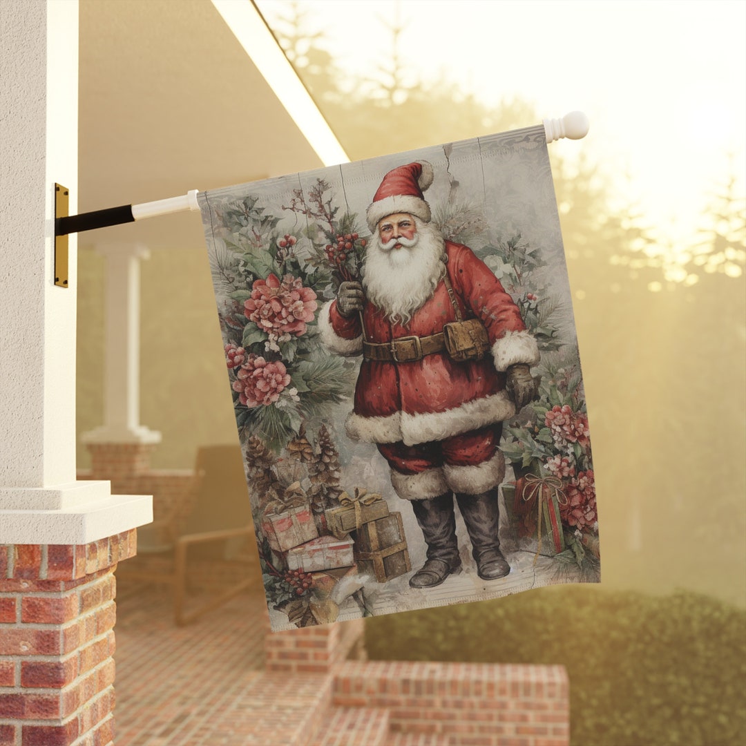 Christmas Flag, Vintage Santa, Vintage Christmas Decoration, Christmas ...