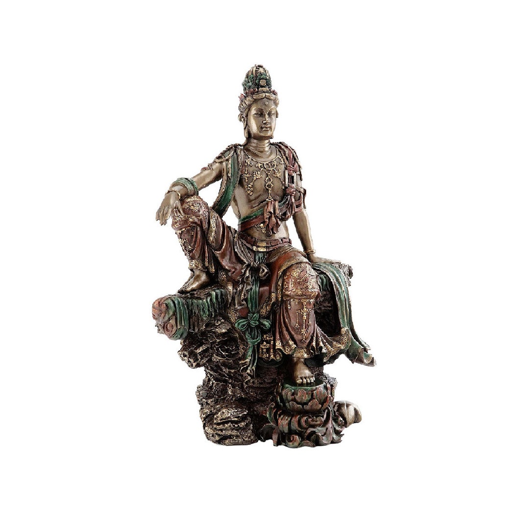 Water and Moon Kwan Yin Statue 14.5 Large Guan Yin Buddhist Goddess of ...